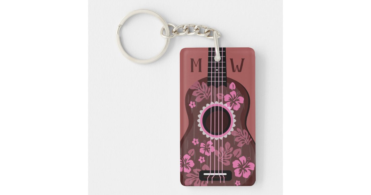 Ukulele custom monogram key chain | Zazzle