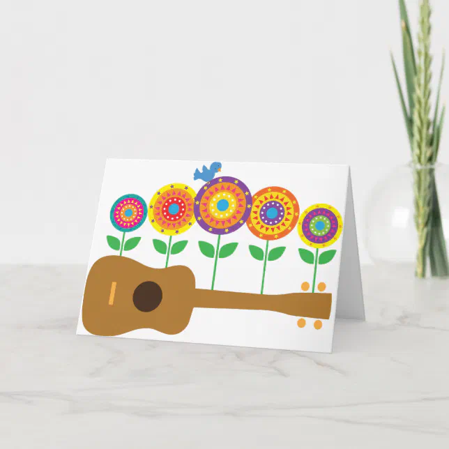 Ukulele Flowers Card | Zazzle