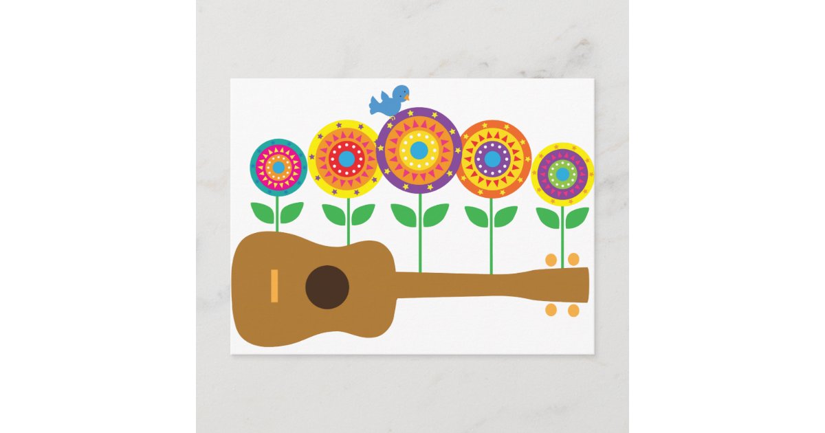 Ukulele Flowers Postcard | Zazzle