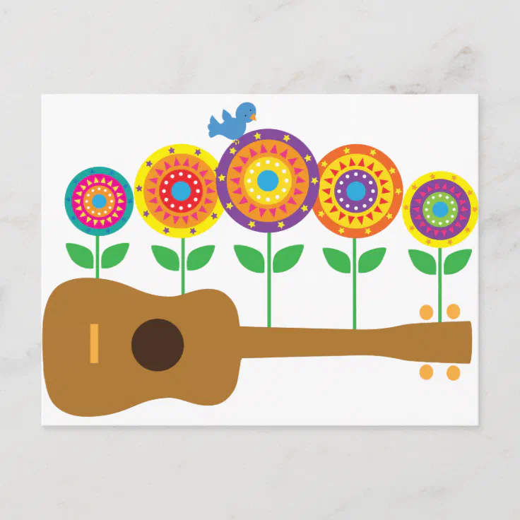 Ukulele Flowers Postcard | Zazzle