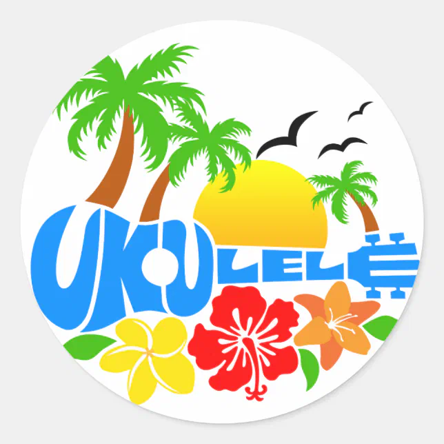 Ukulele Island Logo Classic Round Sticker | Zazzle