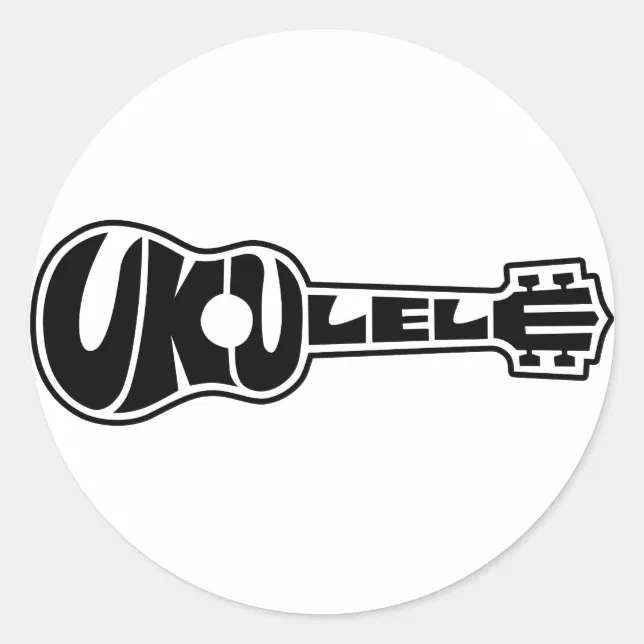 Ukulele Logo Classic Round Sticker | Zazzle
