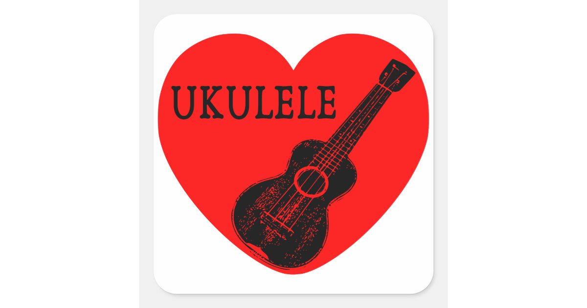 Ukulele Love Square Sticker | Zazzle