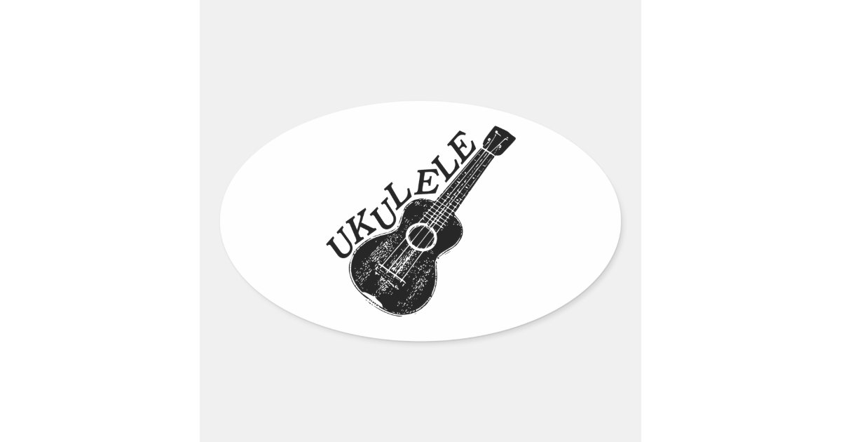Ukulele Text And Image Oval Sticker | Zazzle