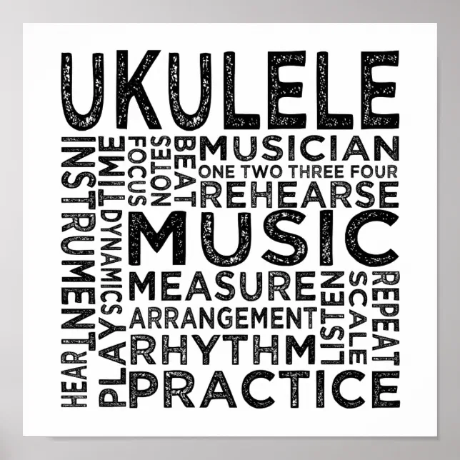 Ukulele Typography Poster | Zazzle