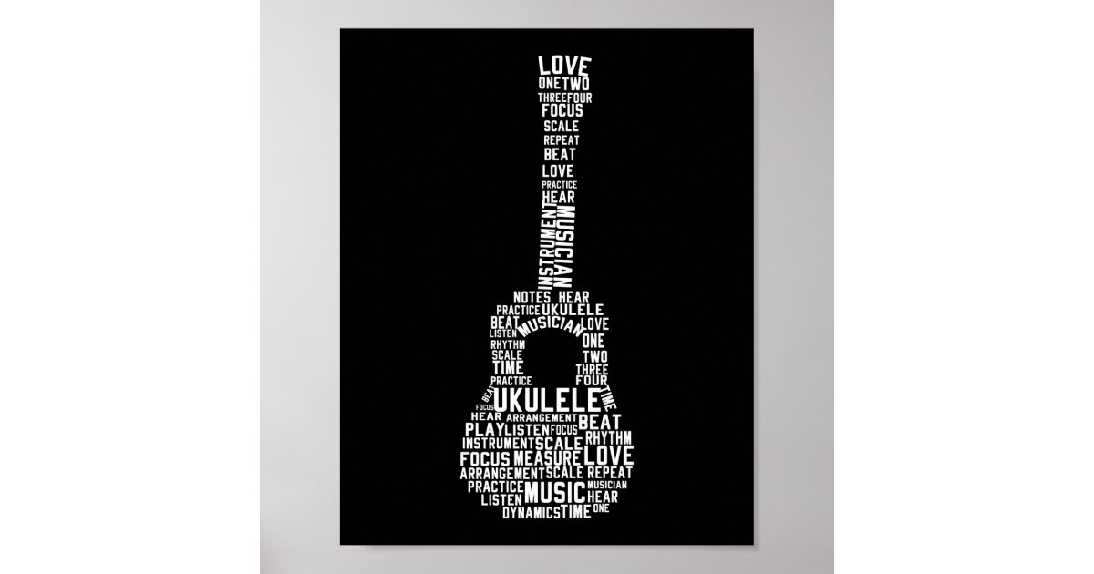 Ukulele Word Cloud Ukulele Player Hawaiian Poster | Zazzle