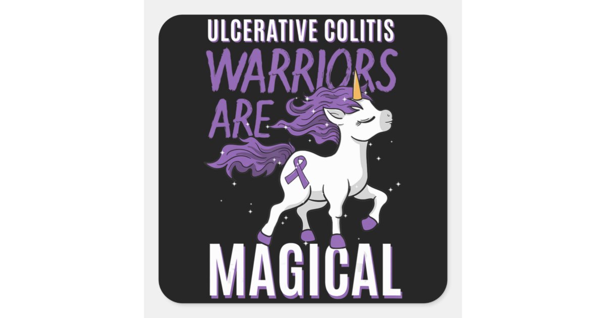 Ulcerative Colitis Awareness IBD Unicorn Purple Ri Square Sticker | Zazzle