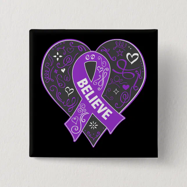 Ulcerative Colitis Believe Ribbon Heart Pinback Button | Zazzle
