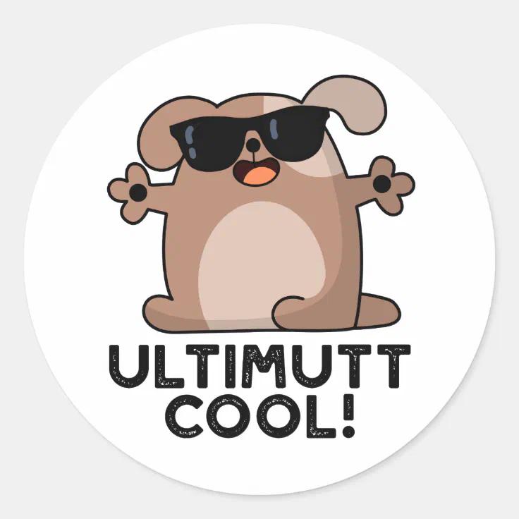 Ulti-mutt Cool Funny Dog Pun Classic Round Sticker | Zazzle