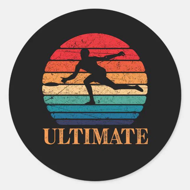 Ultimate Frisbee Retro Player Flying Disc Throwing Classic Round ...
