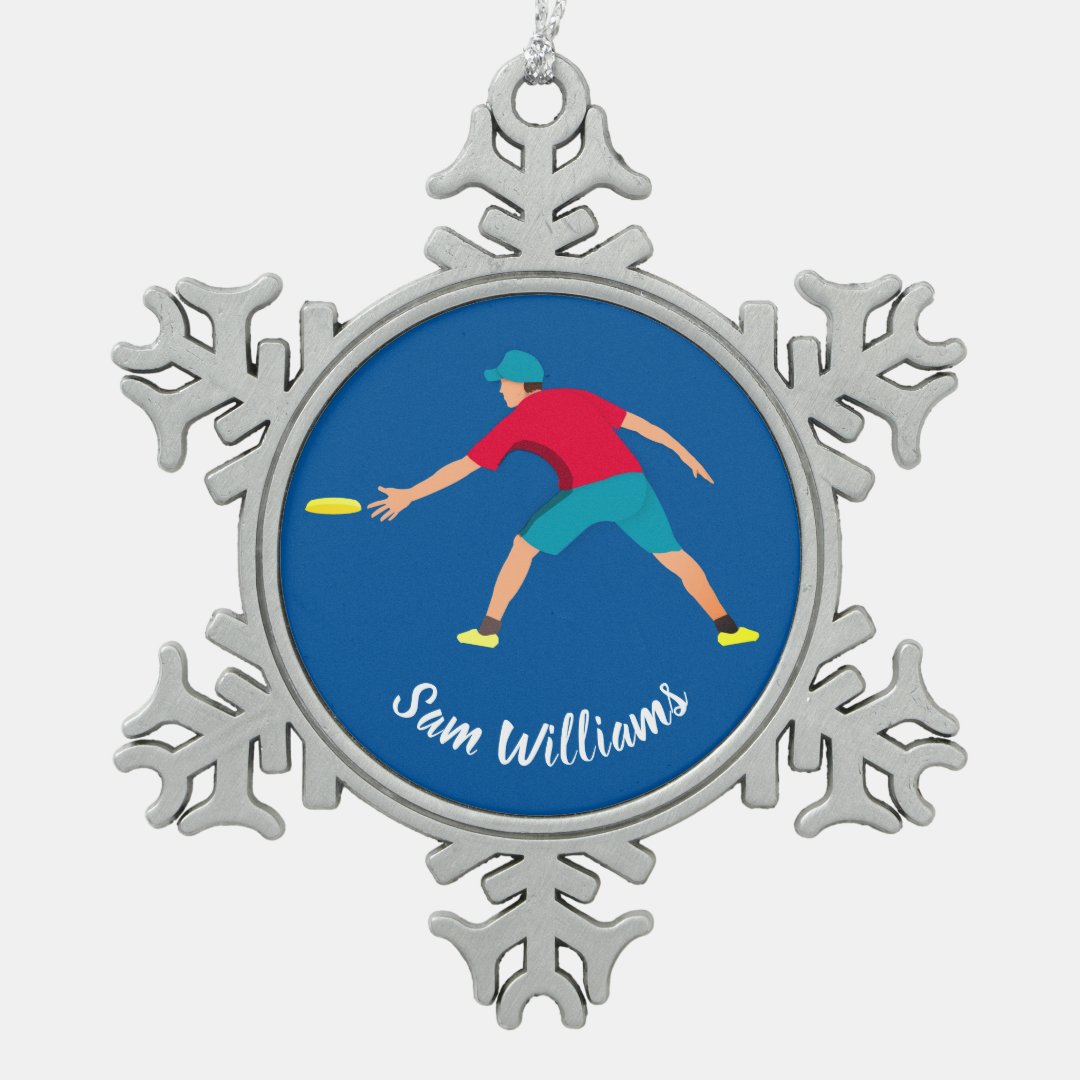 Ultimate Frisbee Snowflake Pewter Christmas Ornament | Zazzle