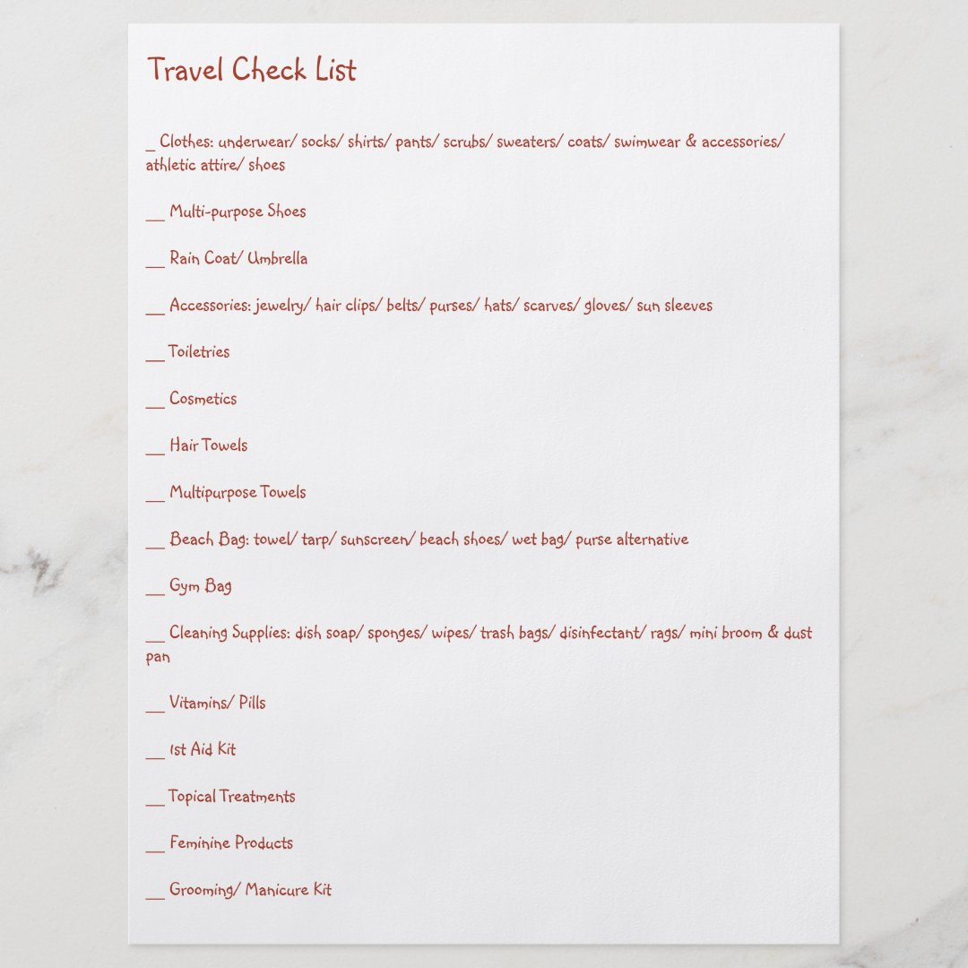Ultimate Travel Check List for Every Kind of Trip Flyer | Zazzle