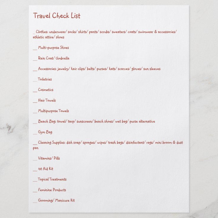 Ultimate Travel Check List for Every Kind of Trip Flyer | Zazzle