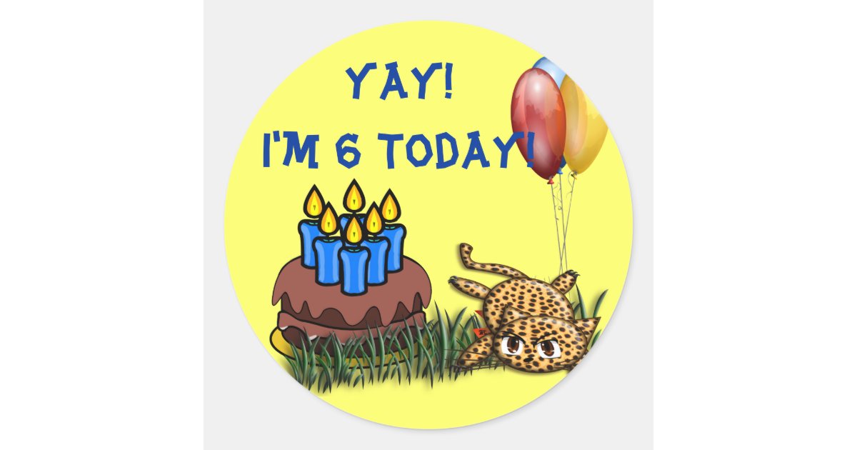 Ultra Cute 6 Year Old Leopard Birthday Stickers | Zazzle