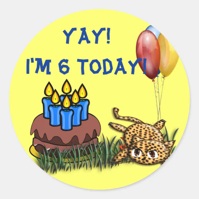 Ultra Cute 6 Year Old Leopard Birthday Stickers | Zazzle