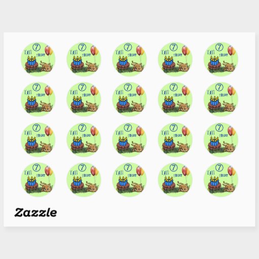 Ultra Cute 7 Year Old Leopard Birthday Stickers | Zazzle