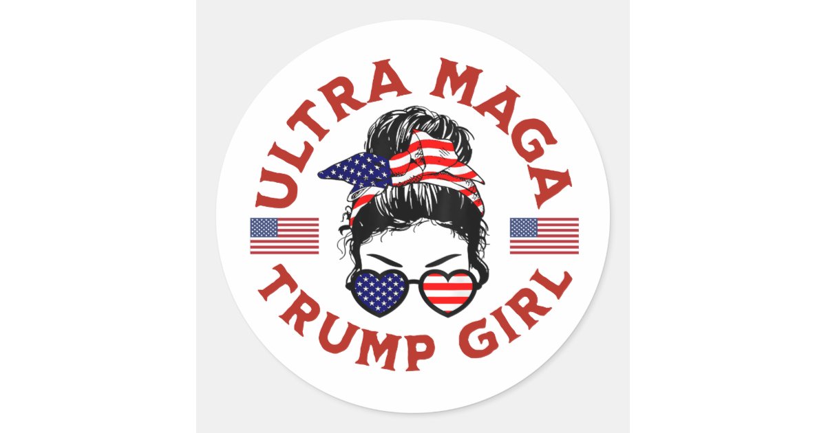 Ultra Maga Trump Girl Classic Round Sticker | Zazzle