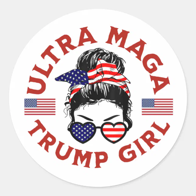 Ultra Maga Trump Girl Classic Round Sticker | Zazzle