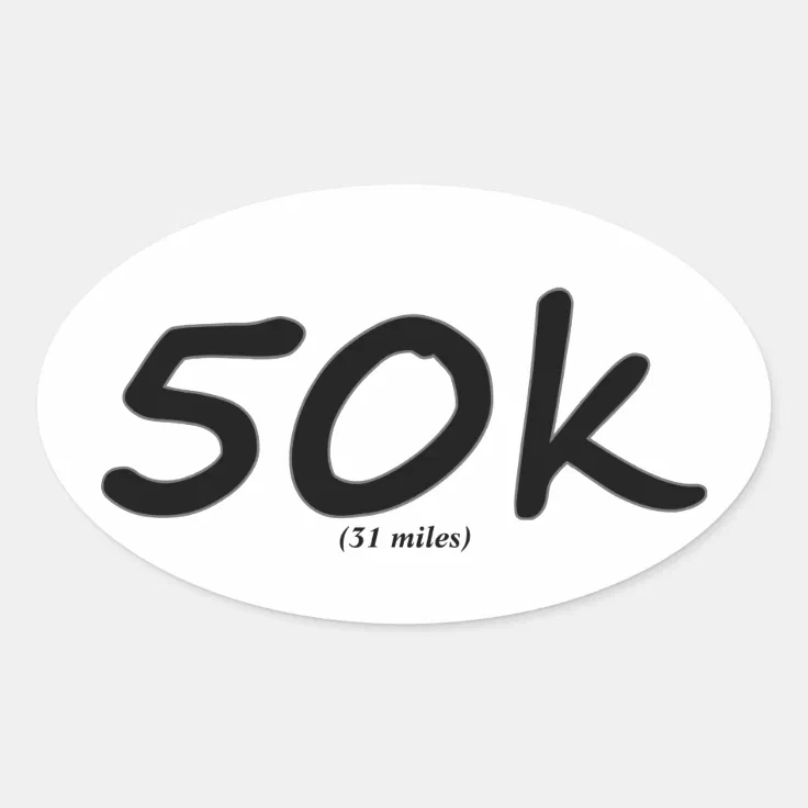 Ultra marathon 50k oval stickers 4 per sheet | Zazzle