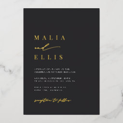 Ultra Minimal | Calligraphy Accent Photo Wedding Foil Invitation | Zazzle