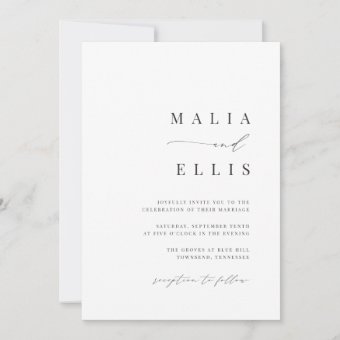 Ultra Minimal | Calligraphy Accent Photo Wedding Invitation | Zazzle