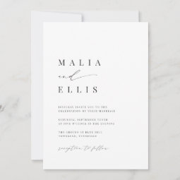 Ultra Minimal Left | Calligraphy Accent Wedding Invitation | Zazzle