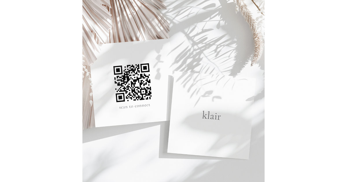 Ultra Minimal Name & QR Code Square Business Card | Zazzle