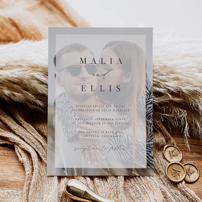Ultra Minimal | Photo Overlay Wedding Invitation | Zazzle