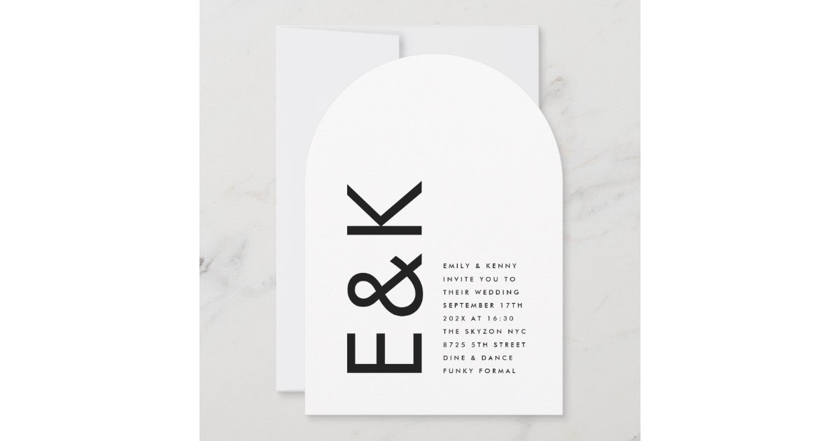 Ultra Modern Arch Monogram Wedding Invitation | Zazzle
