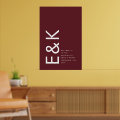 Ultra Modern Bold Big Monogram Burgundy Maroon Poster | Zazzle