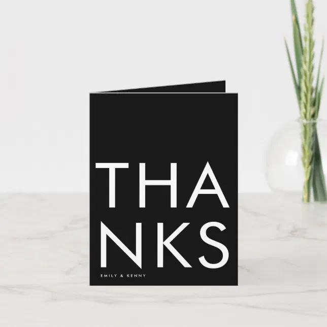 Ultra Modern Bold Big Monogram Simple Thank You Card | Zazzle