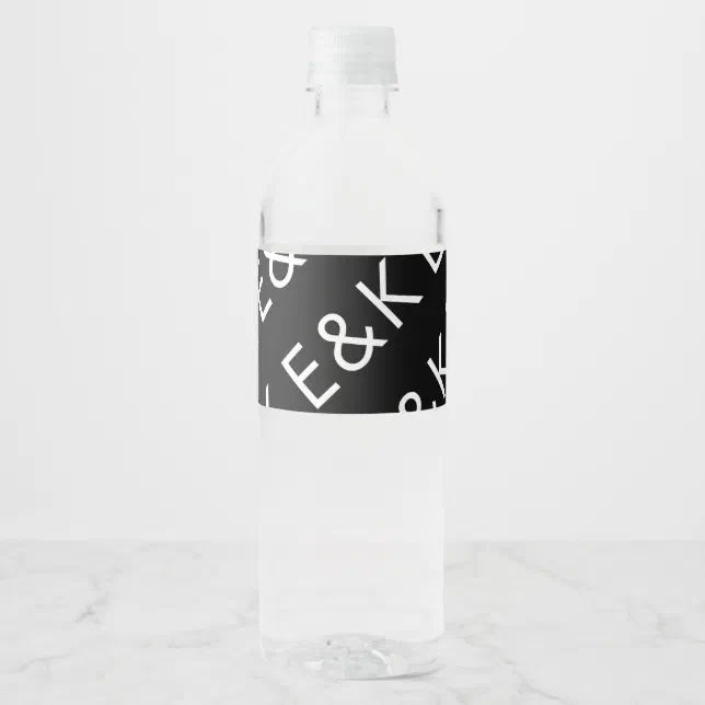 Ultra Modern Bold Big Monogram Simple Water Bottle Label | Zazzle