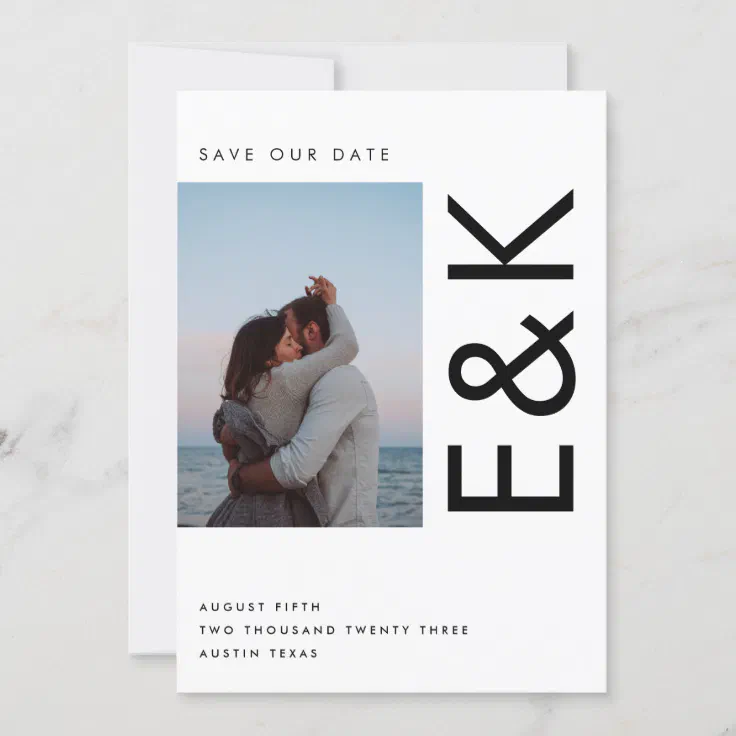 ULTRA MODERN BOLD NAMES MULTI PHOTO SAVE THE DATE INVITATION | Zazzle