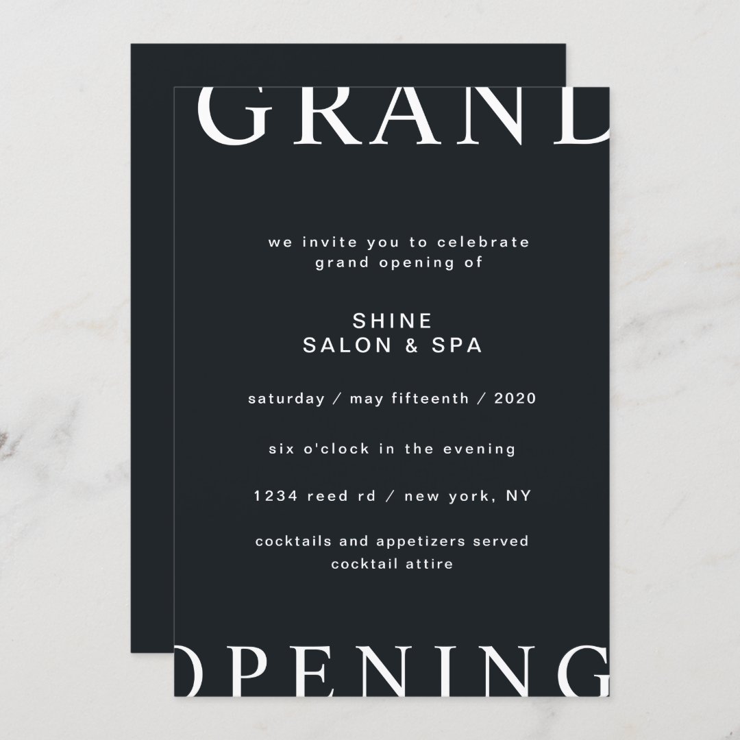 ultra modern layout elegant script grand opening invitation | Zazzle