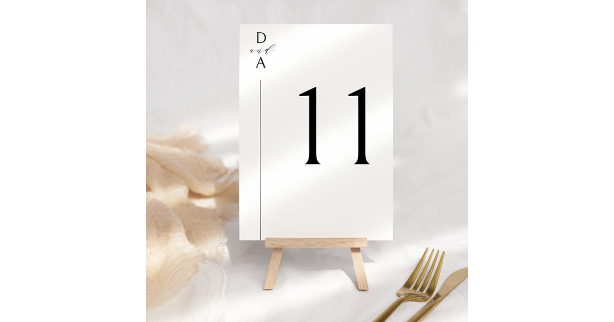Ultra-Modern Minimal Black & White Table Number | Zazzle