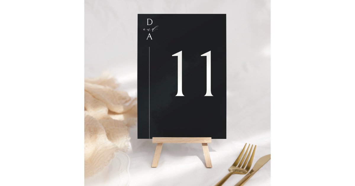 Ultra-Modern Minimal Black & White Table Number | Zazzle