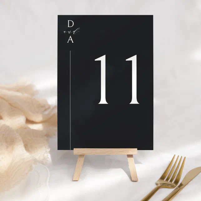 Ultra-Modern Minimal Black & White Table Number | Zazzle