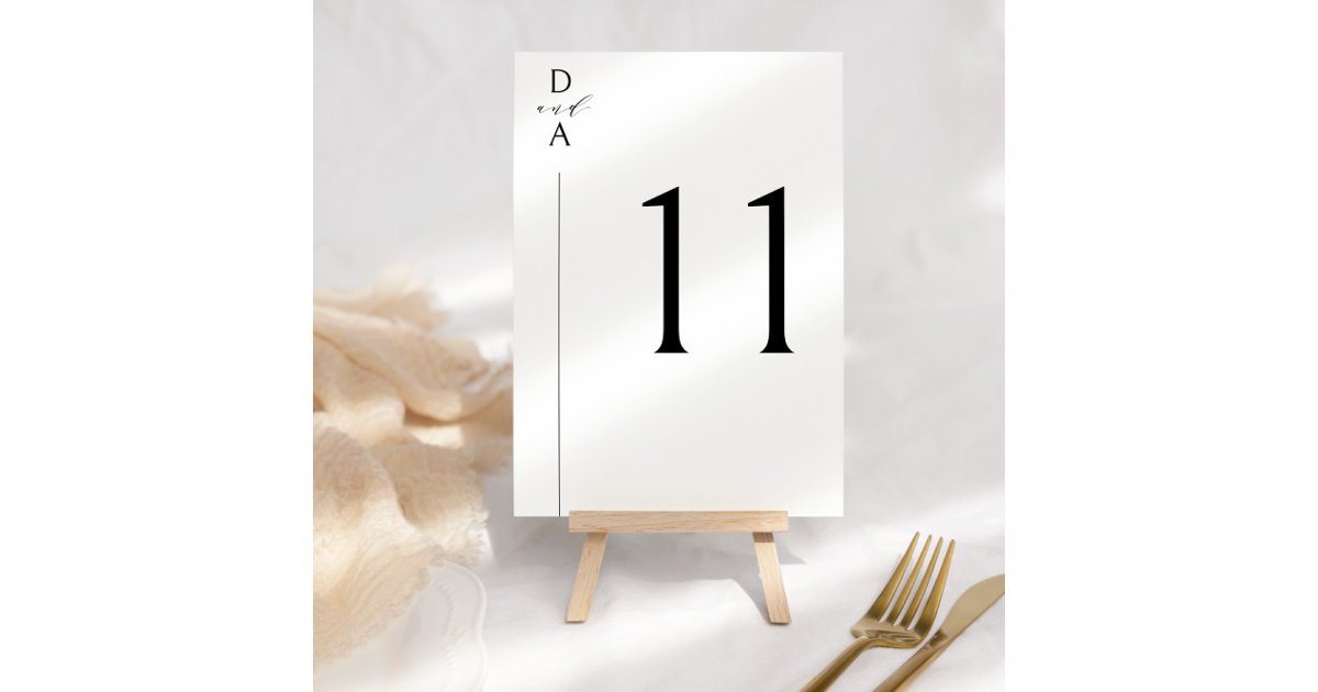 Ultra-Modern Minimal Black & White Table Number | Zazzle