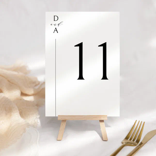 Ultra-Modern Minimal Black & White Table Number | Zazzle
