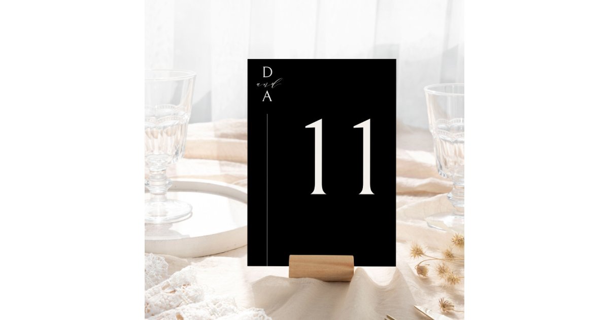 Ultra-Modern Minimal Black & White Table Number-N Save The Date | Zazzle