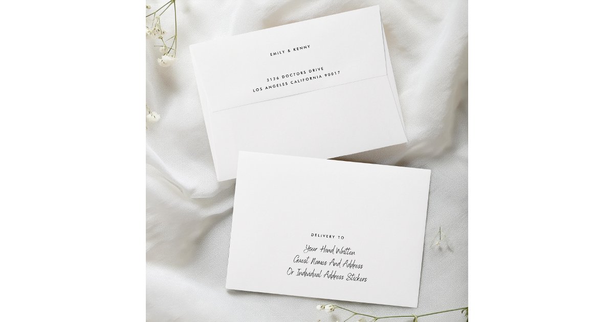 Ultra Modern Minimalist Return Address Wedding Envelope | Zazzle