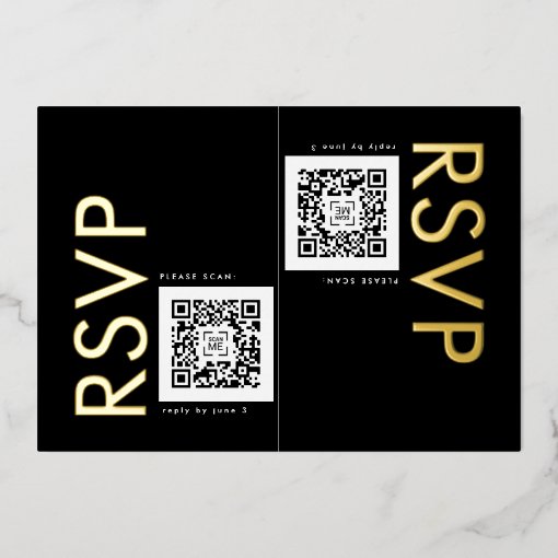 Ultra Modern QR CODE 2 x RSVP GOLD Foil Invitation | Zazzle