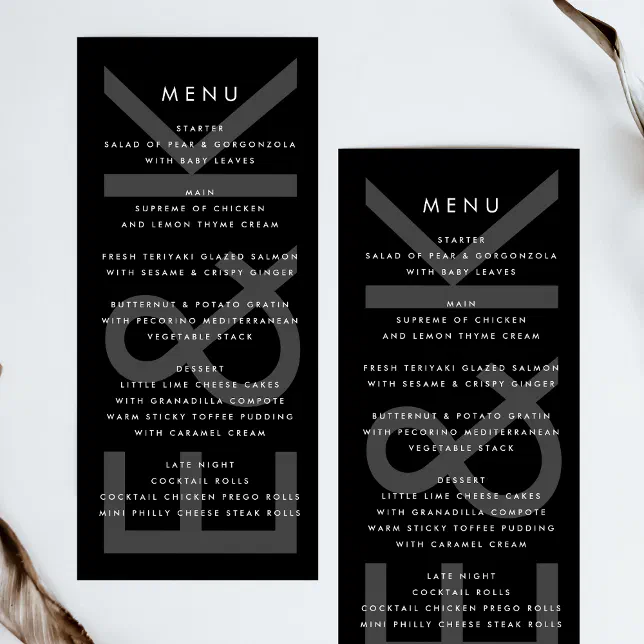Ultra Modern Simple Big Bold Monogram Menu | Zazzle