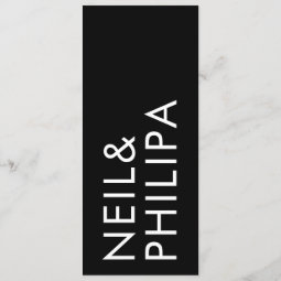 Ultra Modern Simple Big Bold Names Wedding Menu | Zazzle
