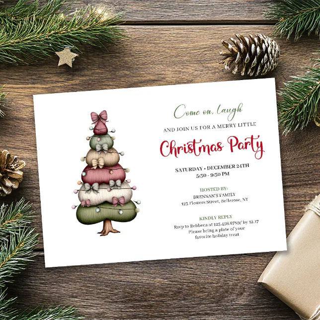 Ultra modern whimsical Christmas tree party Invitation | Zazzle