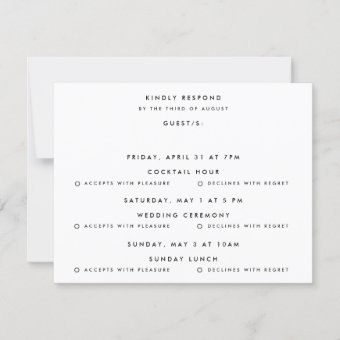 Ultra Simple Modern Minimalist B&W multi-event RSVP Card | Zazzle