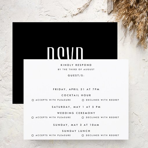 Ultra Simple Modern Minimalist B&W multi-event RSVP Card | Zazzle
