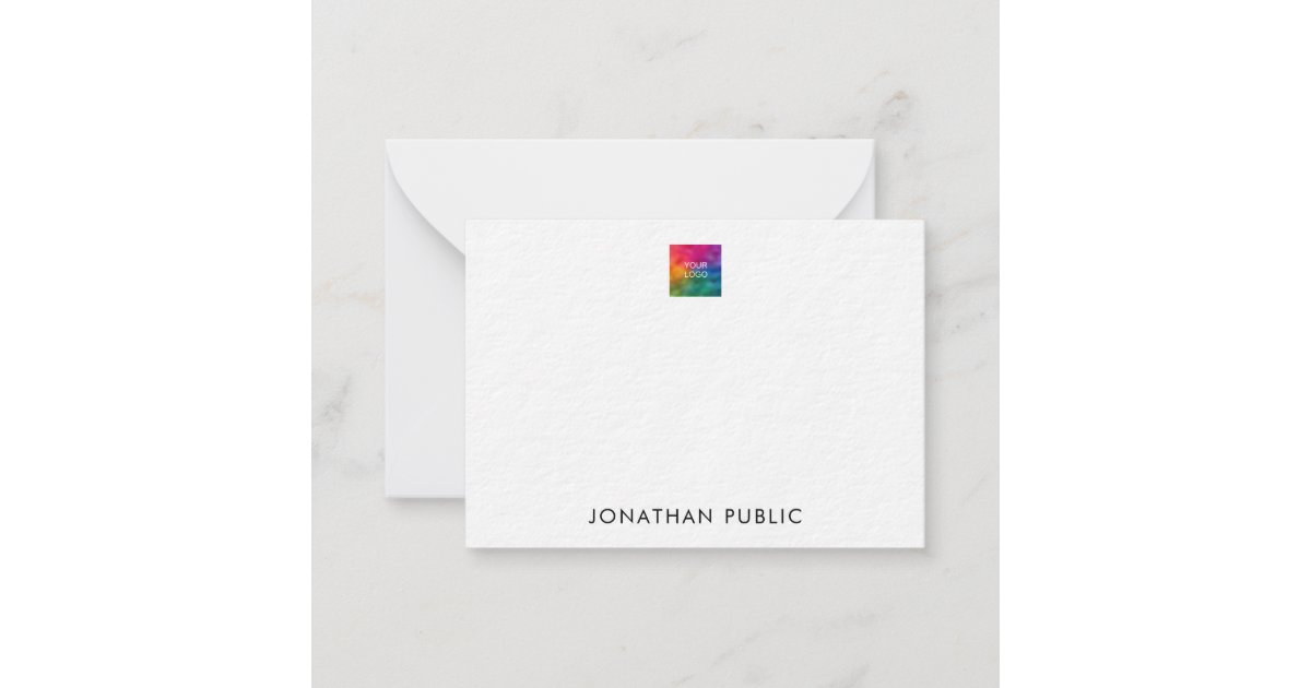 Ultra Thick Paper Upload Your Own Company Logo Note Card | Zazzle