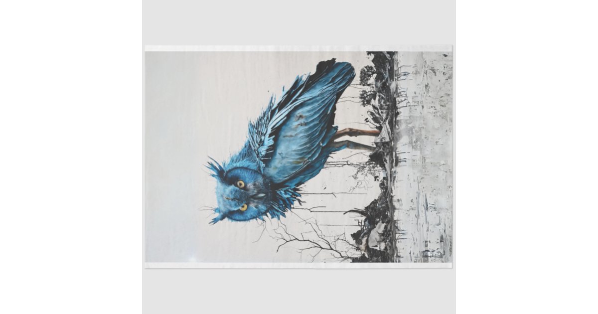 Ultra Vibrant Guardian Blue Owl Chaotic Decoupage Tissue Paper | Zazzle