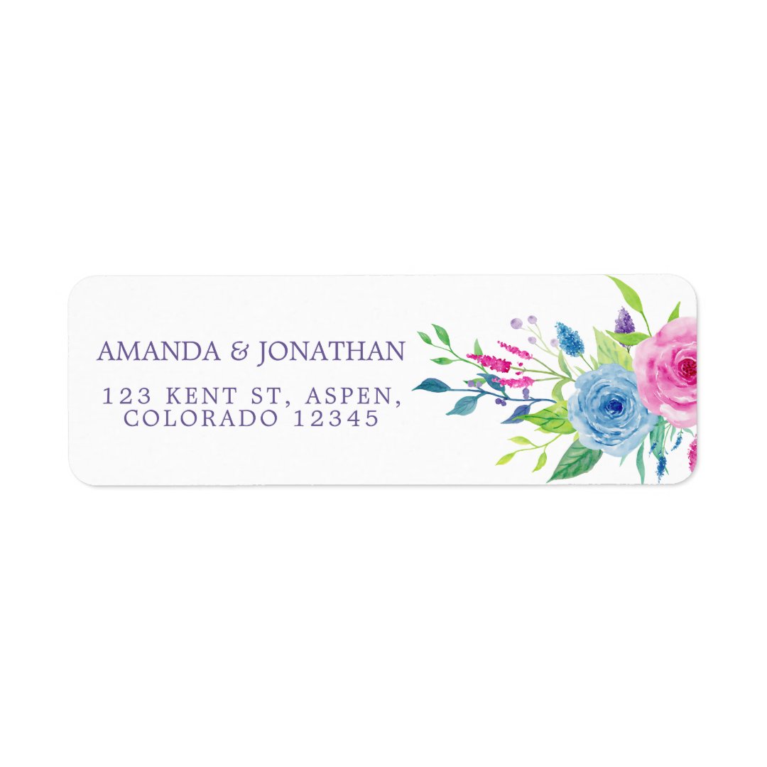 Ultra Violet Combo Watercolor Floral Wedding Label | Zazzle